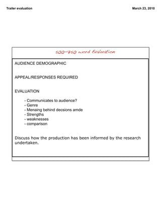 Trailer Evaluation | PDF