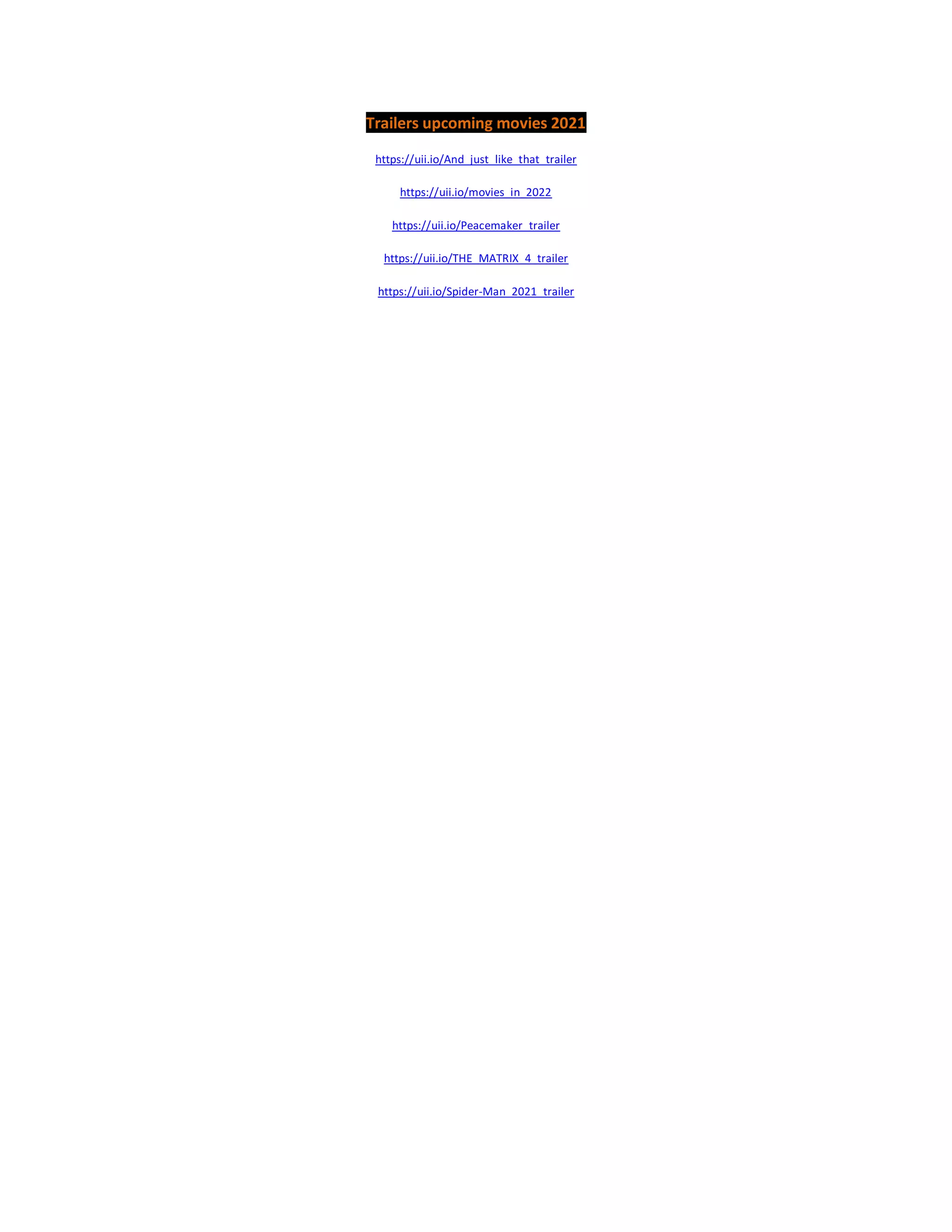 Upcoming Trailer Hollywood movies 2021 | PDF