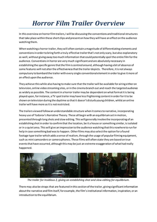 Horror Film Trailer Overview | DOCX | Soundtracks, TV and Showtunes | Music