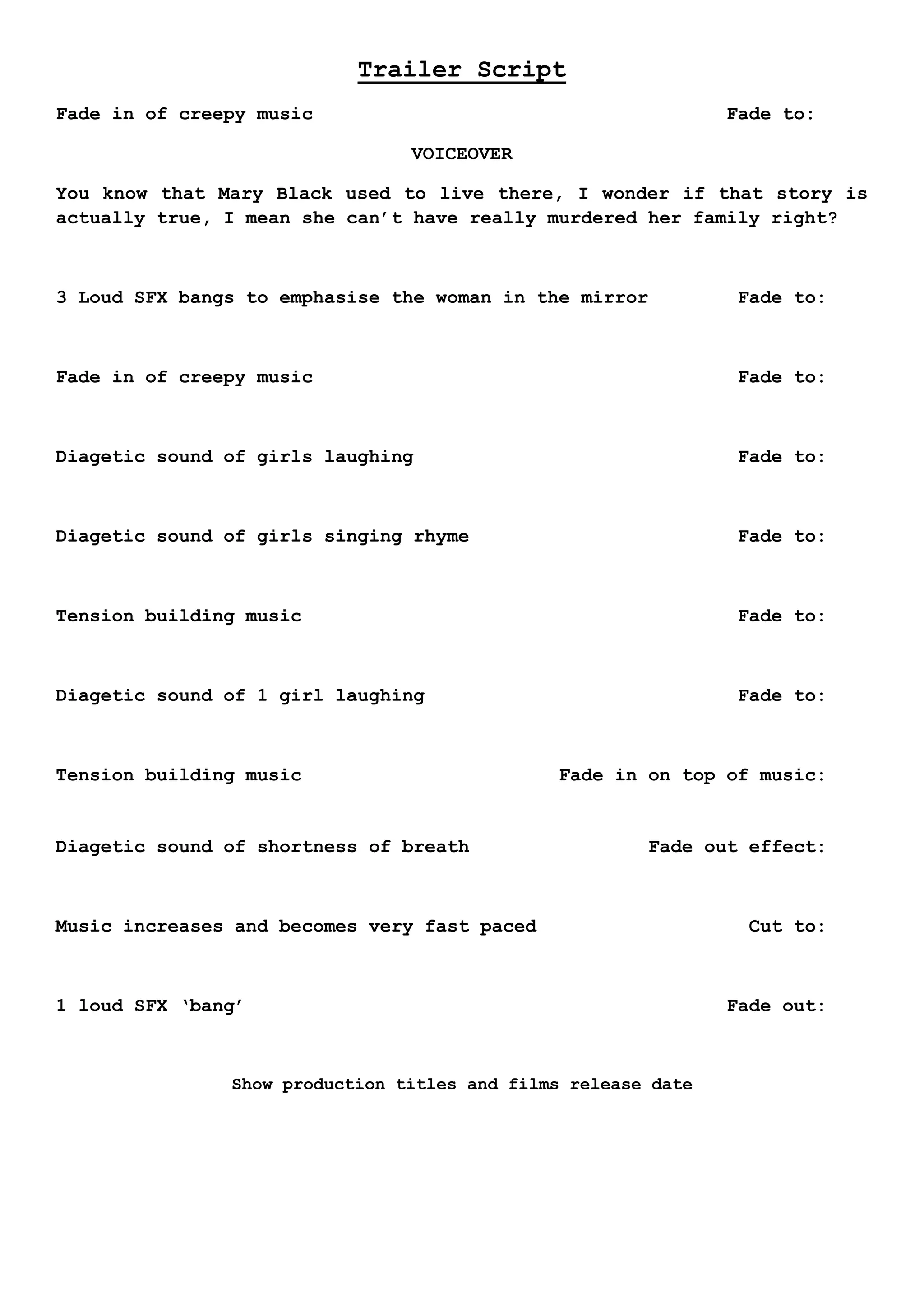 Trailer script | DOCX | Soundtracks, TV and Showtunes | Music