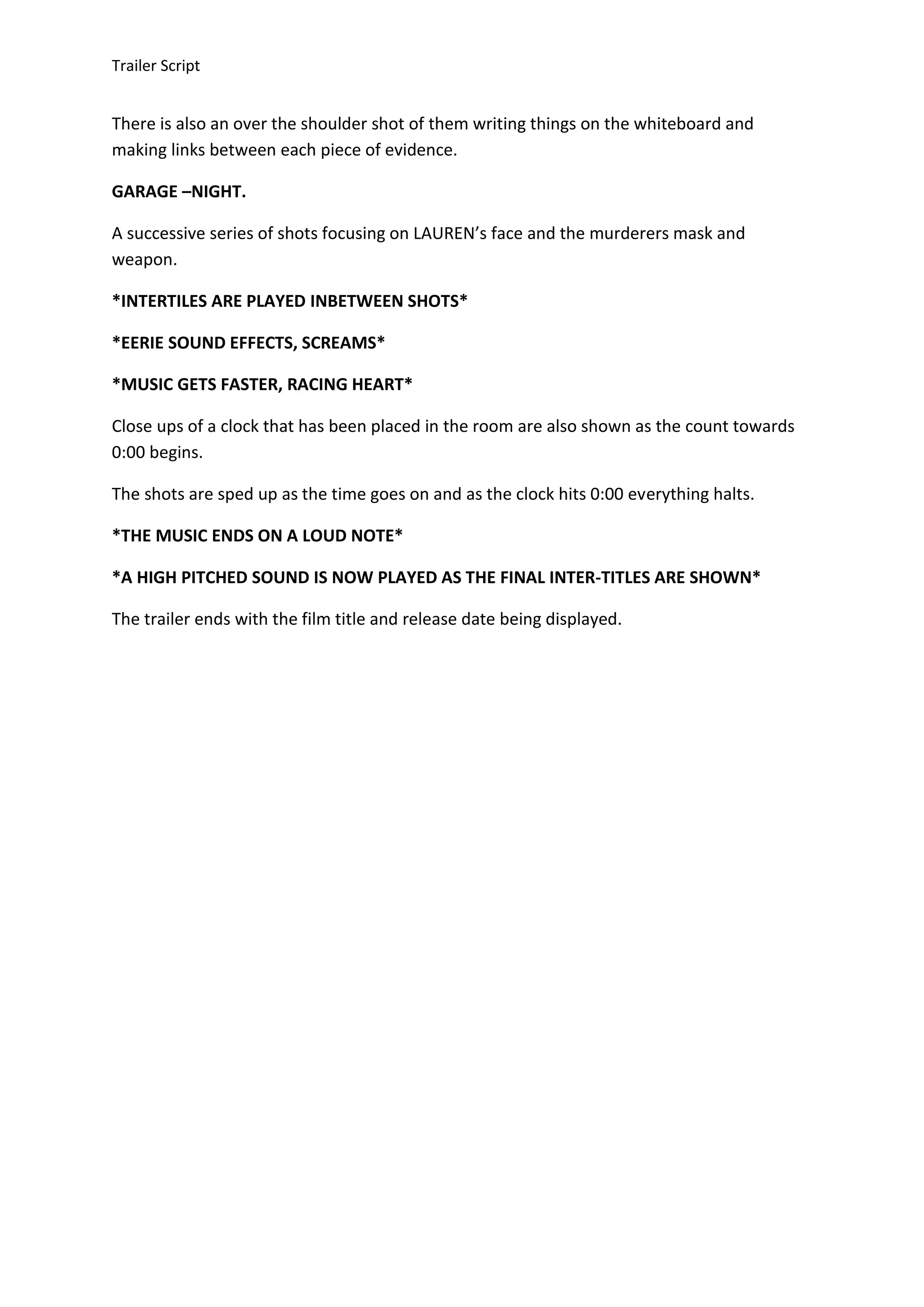 Trailer Script | DOCX