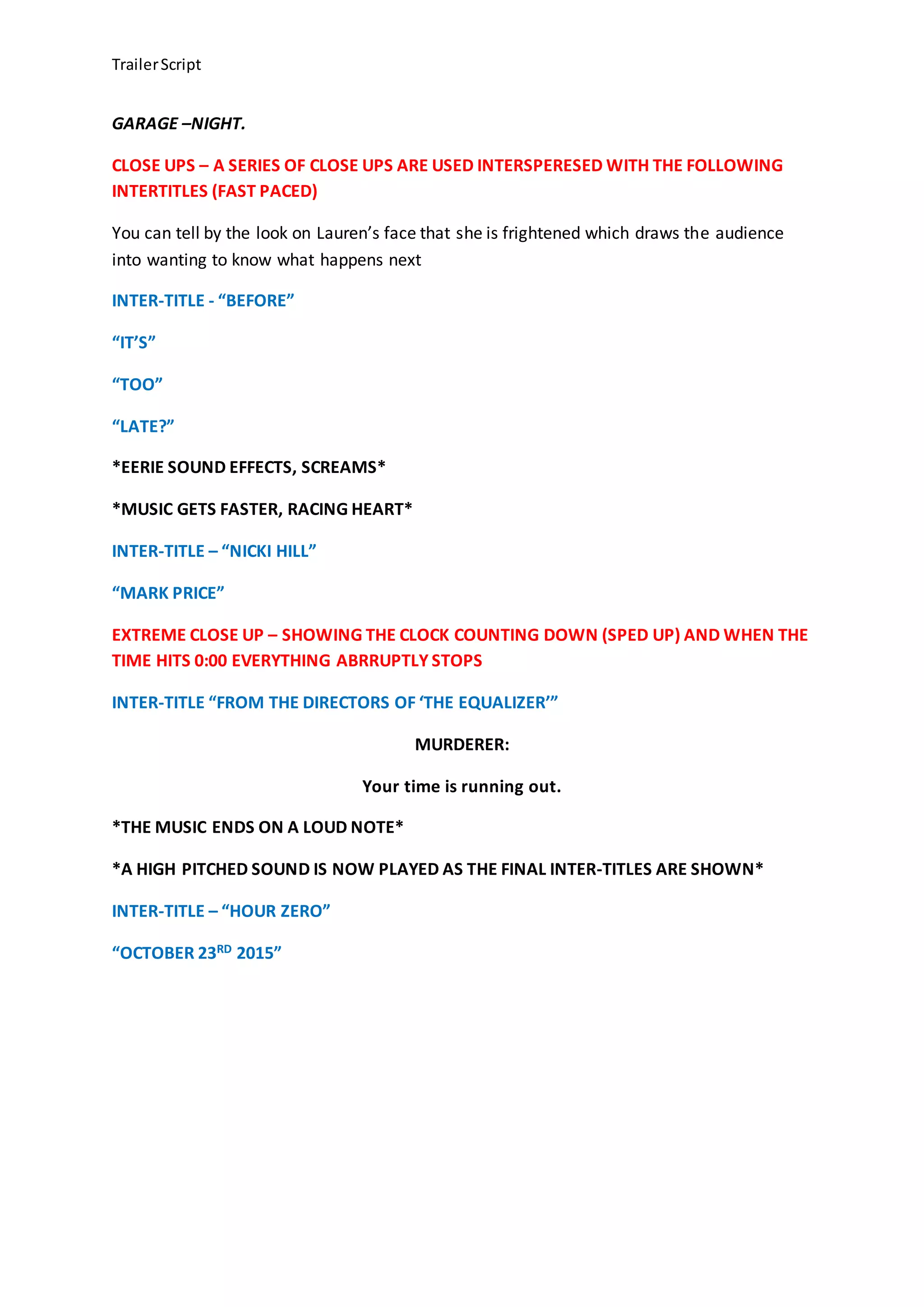 Trailer Script 2 | PDF