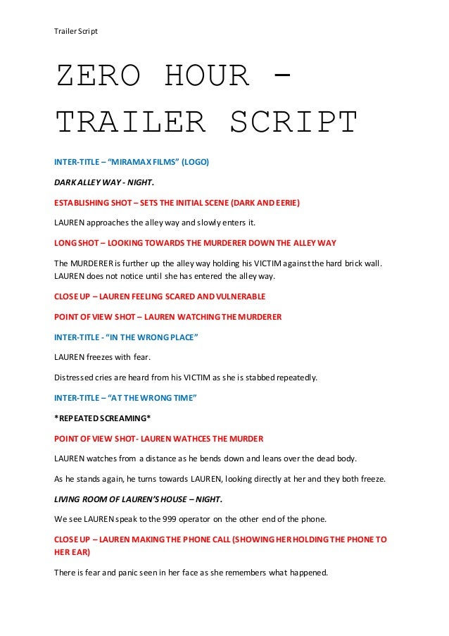 Trailer Script 2 Trailer Script 2