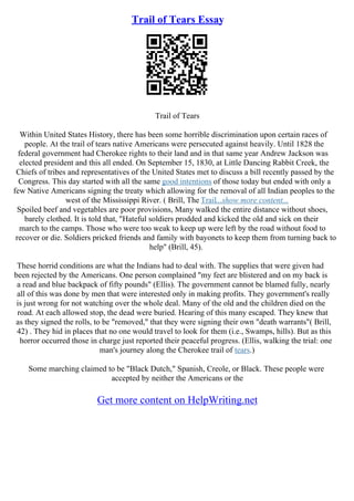 Trail Of Tears Essay | PDF