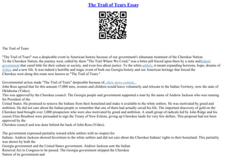 Trail Of Tears Essay | PPT