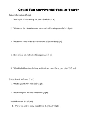 Trail of Tears worksheet | PDF