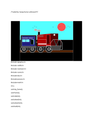 Design A Screen saver in c on Moving Train with Side view. | PDF