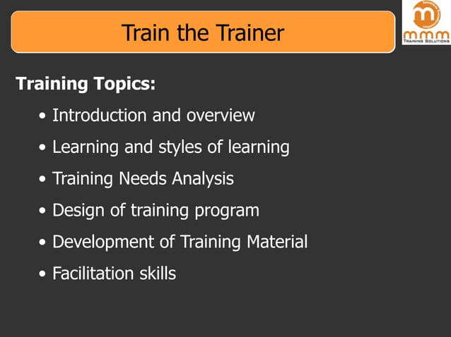 Train The Trainer | PPT | Educational Assessment | Education