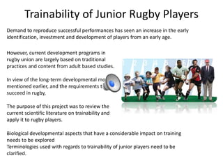 Trainability of Junior Rugby Players | PPT