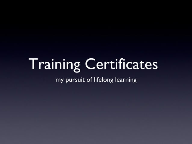 Training certificates | PPT