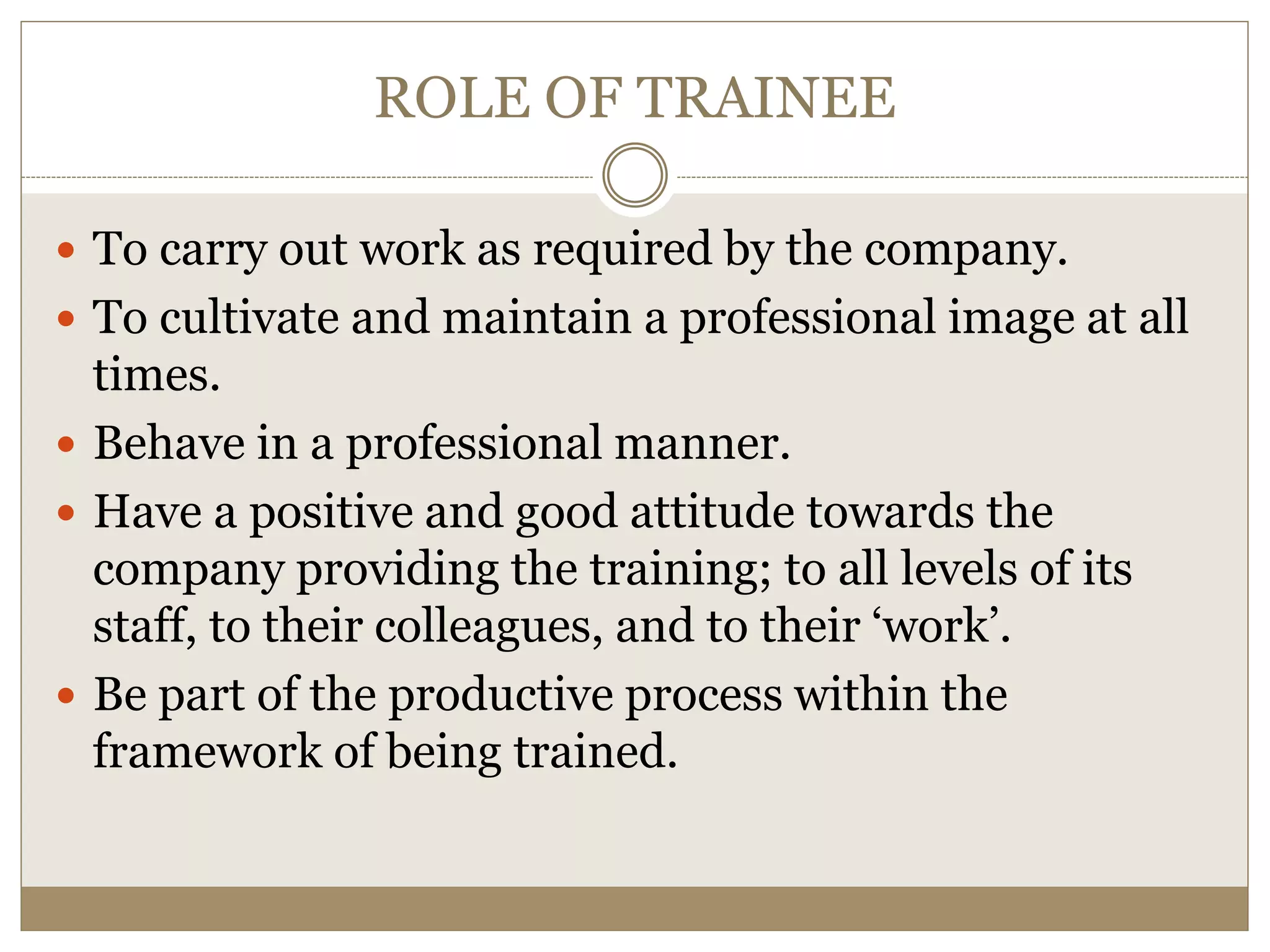 Trainee and trainer's role | PPTX