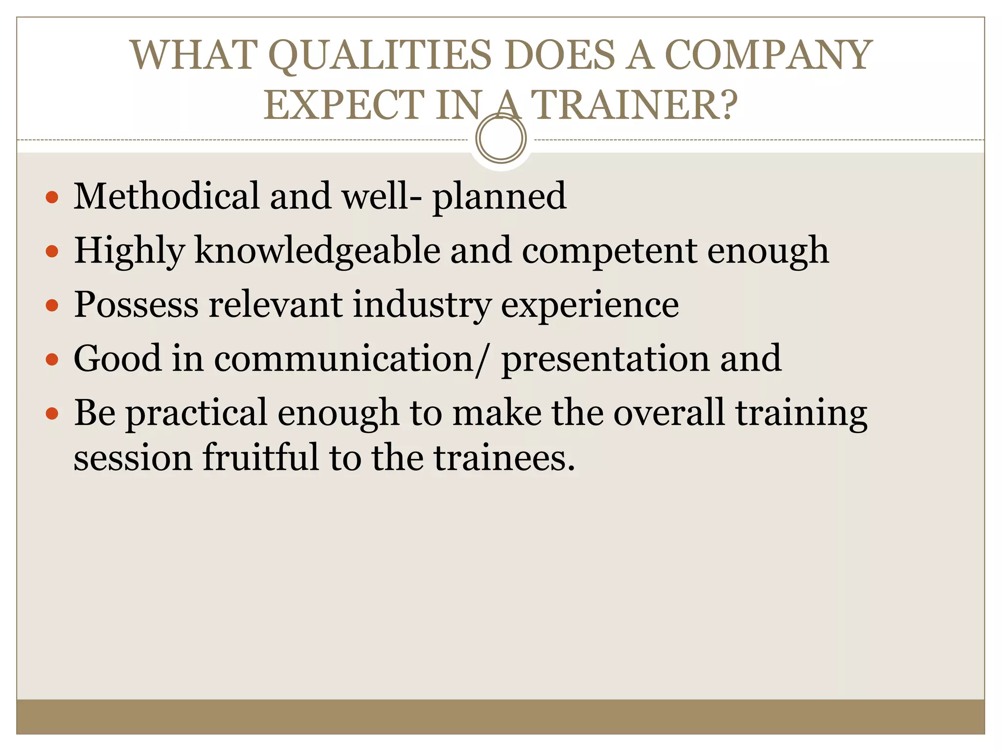 Trainee and trainer's role | PPTX