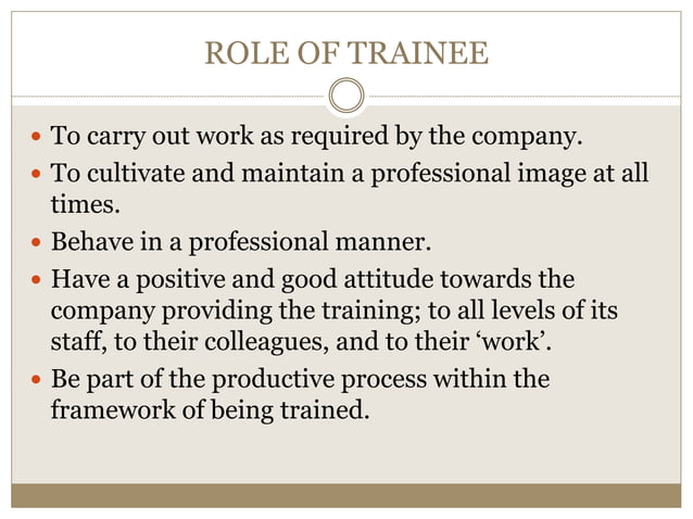 Trainee and trainer's role | PPTX