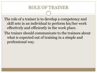 Trainee and trainer's role | PPTX