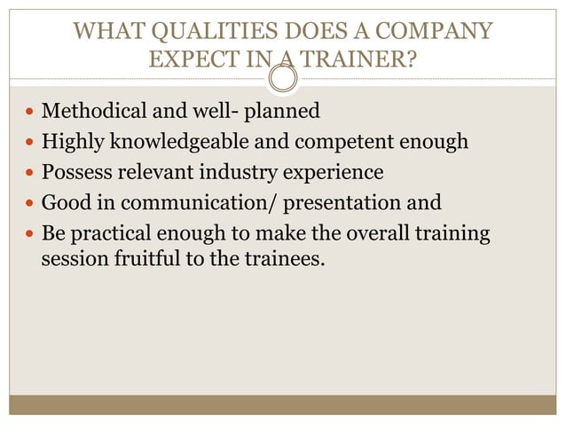 Trainee and trainer's role | PPTX