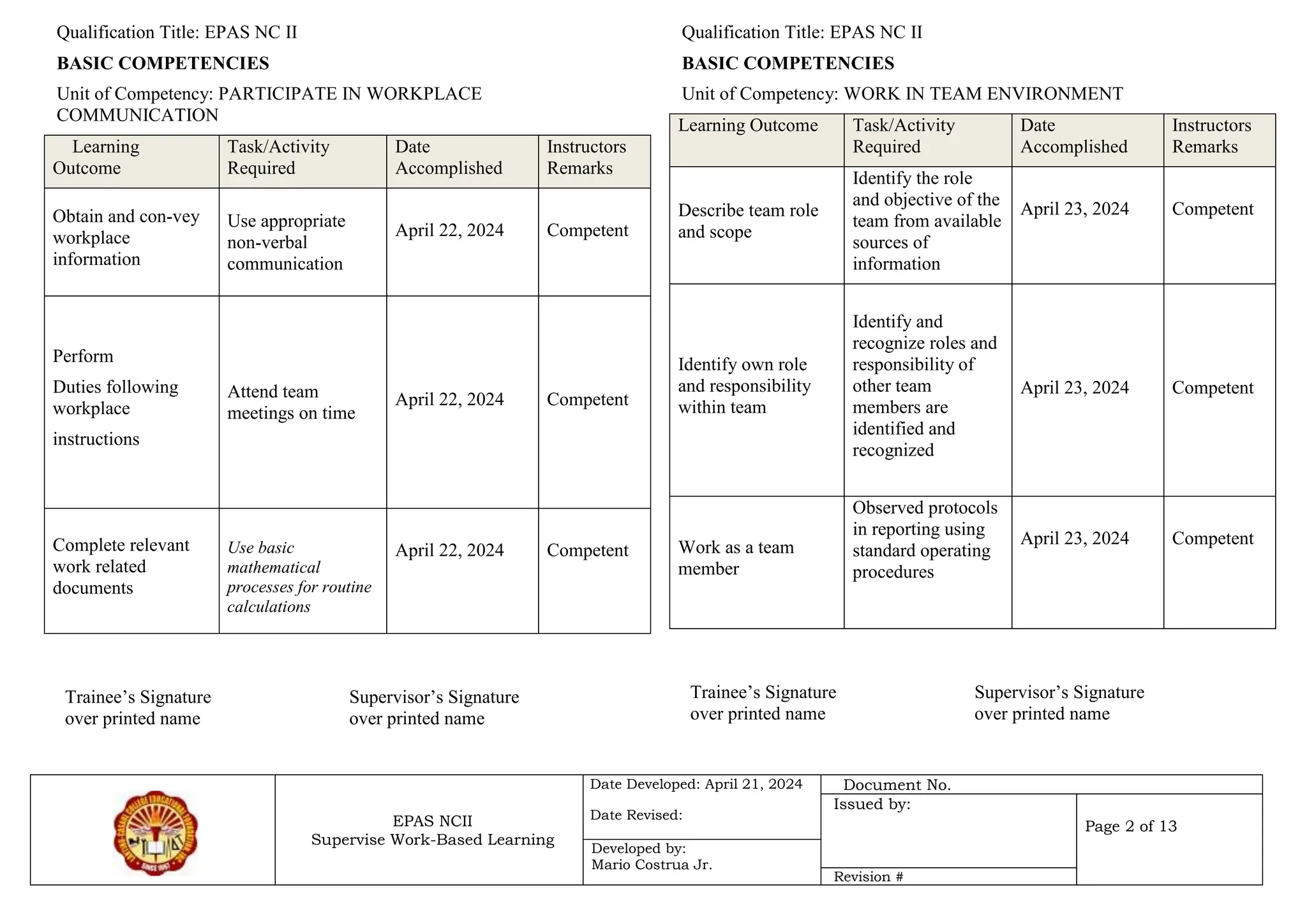 TRAINEES-RECORD-BOOK- electronics and electrical | DOCX