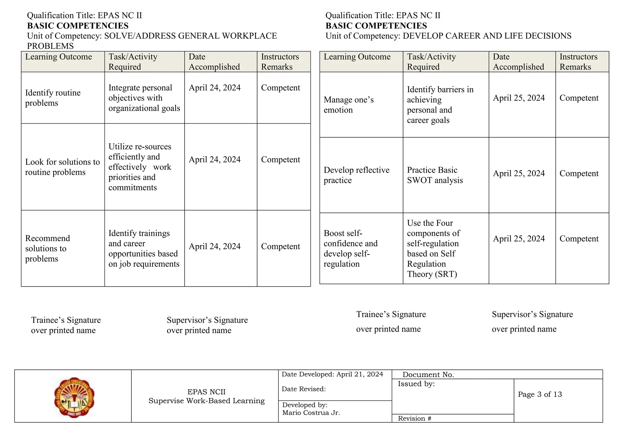 TRAINEES-RECORD-BOOK- electronics and electrical | DOCX