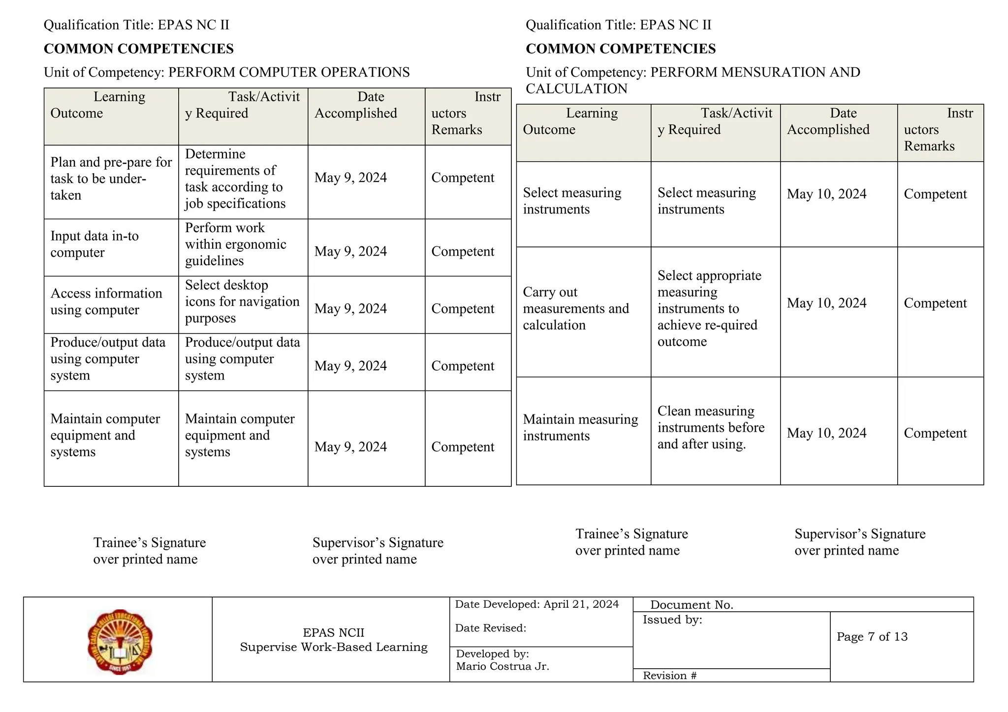 TRAINEES-RECORD-BOOK- electronics and electrical | DOCX