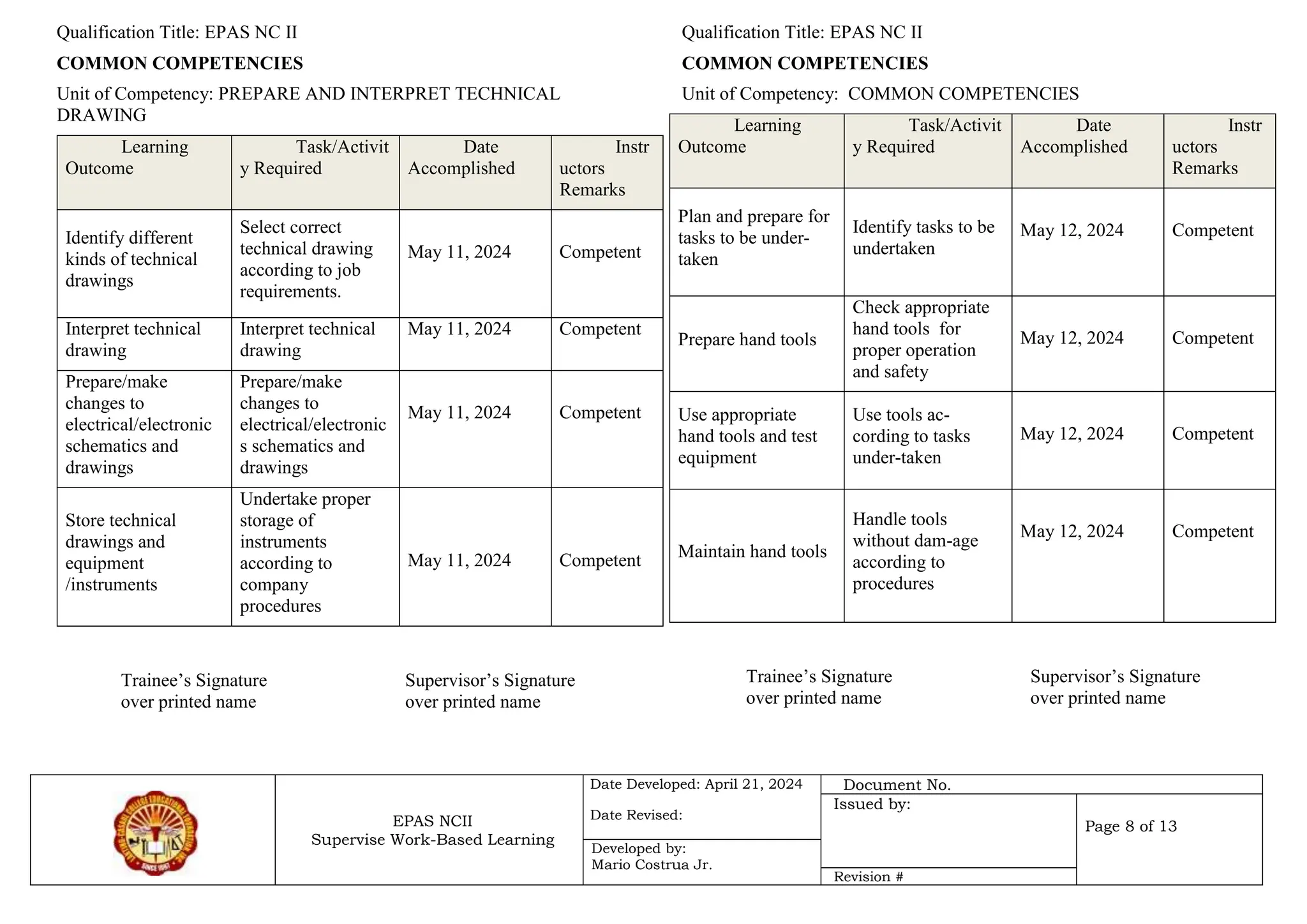 TRAINEES-RECORD-BOOK- electronics and electrical | DOCX