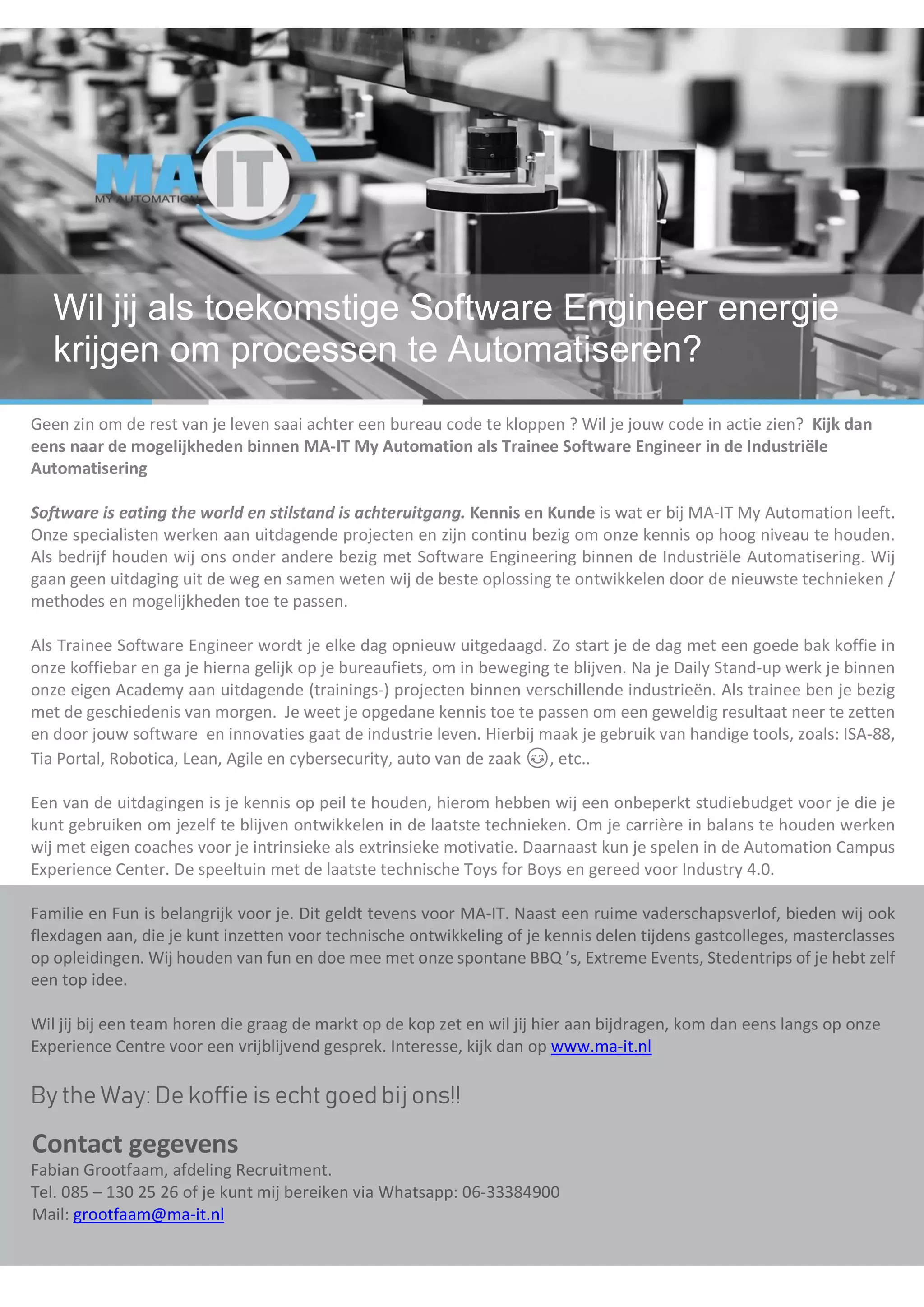 Trainee Software Engineer Industriele Automatisering | PDF