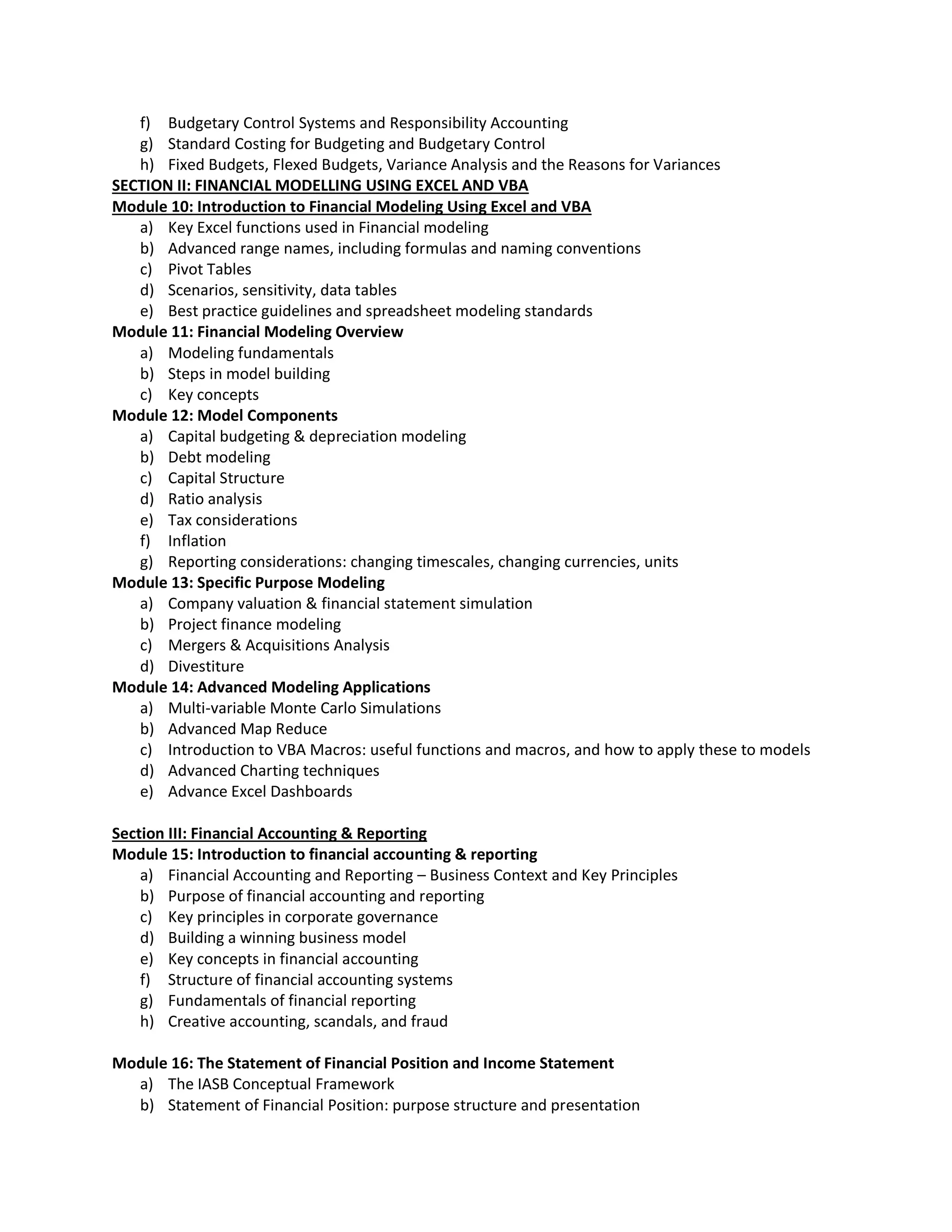 Trainer.Outline for budgeting and financial modelling | PDF