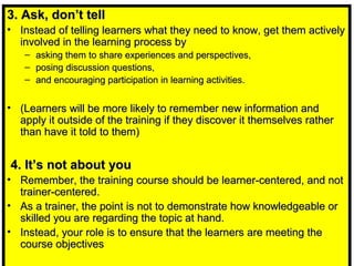 Trainers have to understand adult learning principles20 july | PPT