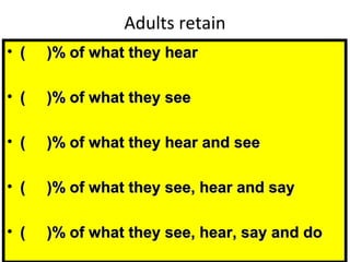 Trainers have to understand adult learning principles20 july | PPT