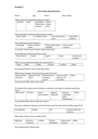 Trainers questionnaire examples | PDF