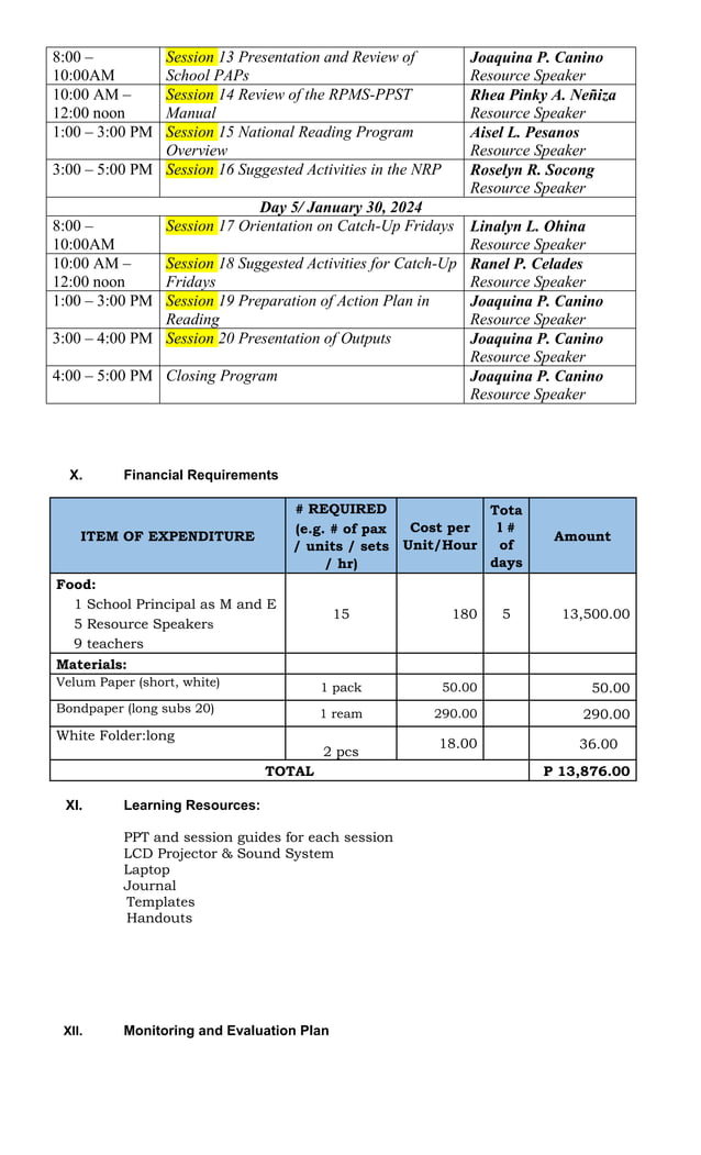 Training Design for DepEd Cluster-Based INSET 2024 | DOCX ...