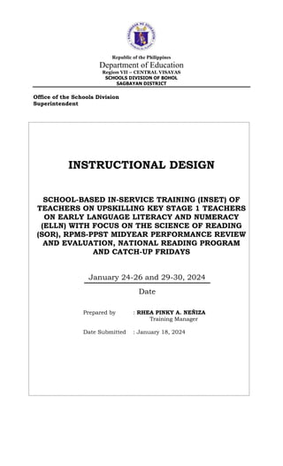 Training Design for DepEd Cluster-Based INSET 2024 | PDF