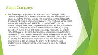 Trainig report in jbm group | PPTX