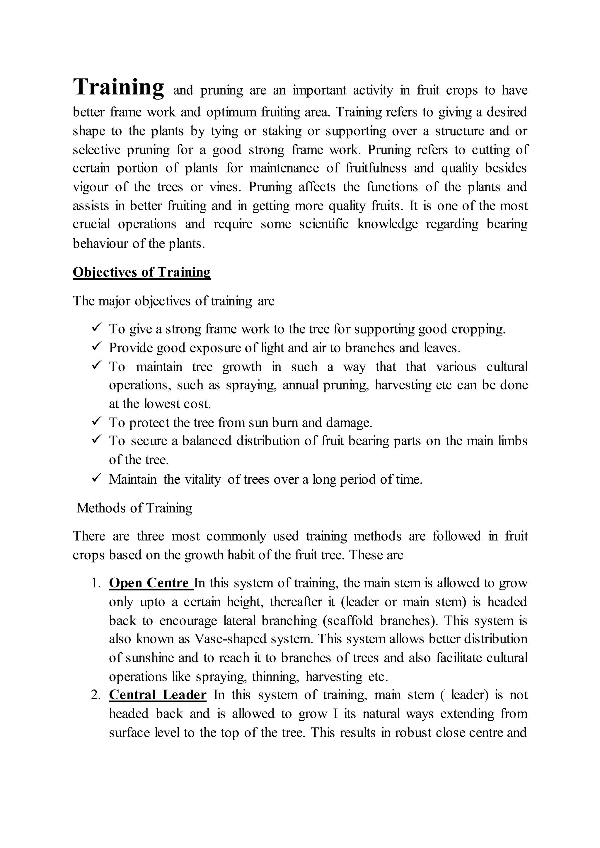 Training of fruit crops | DOCX