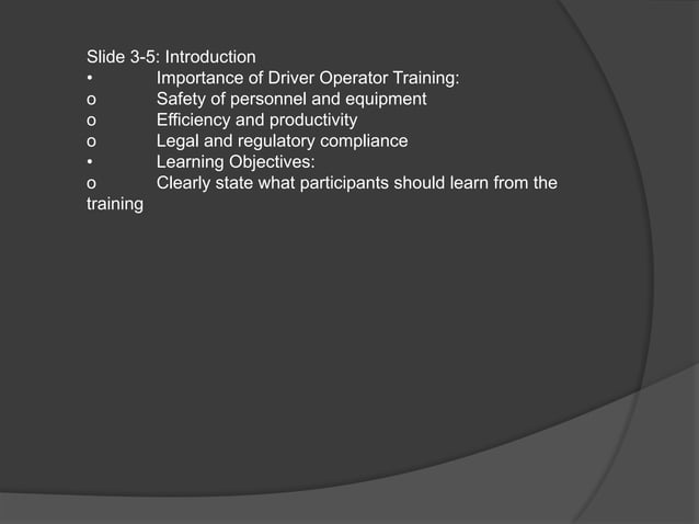 Training sequences of operator trainings | PPT