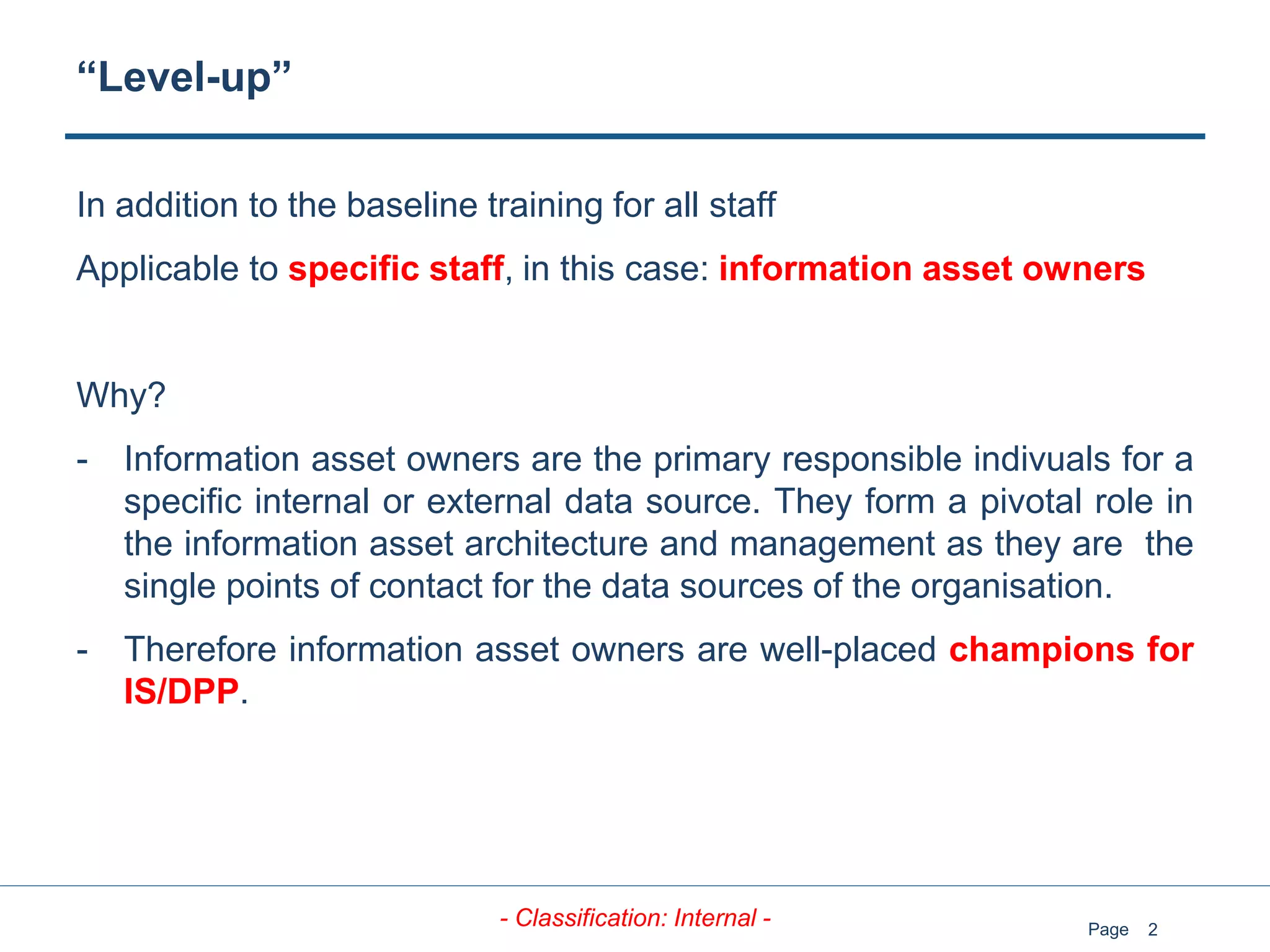 Training Information Asset Owners | PPTX