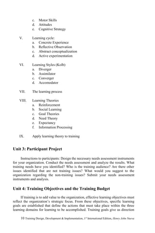 TRAINING DESIGN, DEVELOPMENT & IMPLEMENTATION | PDF