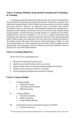 TRAINING DESIGN, DEVELOPMENT & IMPLEMENTATION | PDF