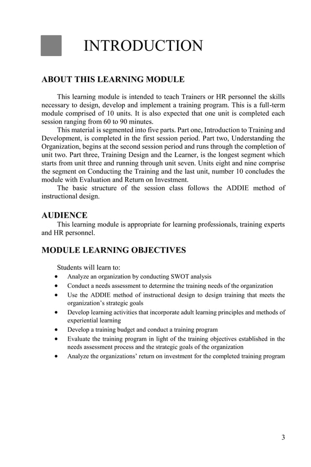TRAINING DESIGN, DEVELOPMENT & IMPLEMENTATION | PDF