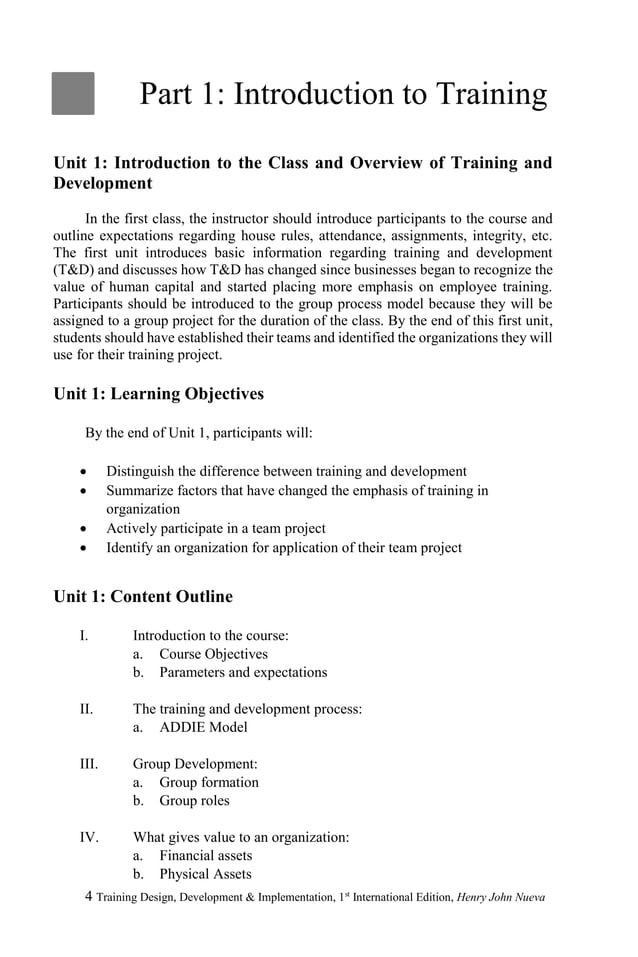 TRAINING DESIGN, DEVELOPMENT & IMPLEMENTATION | PDF