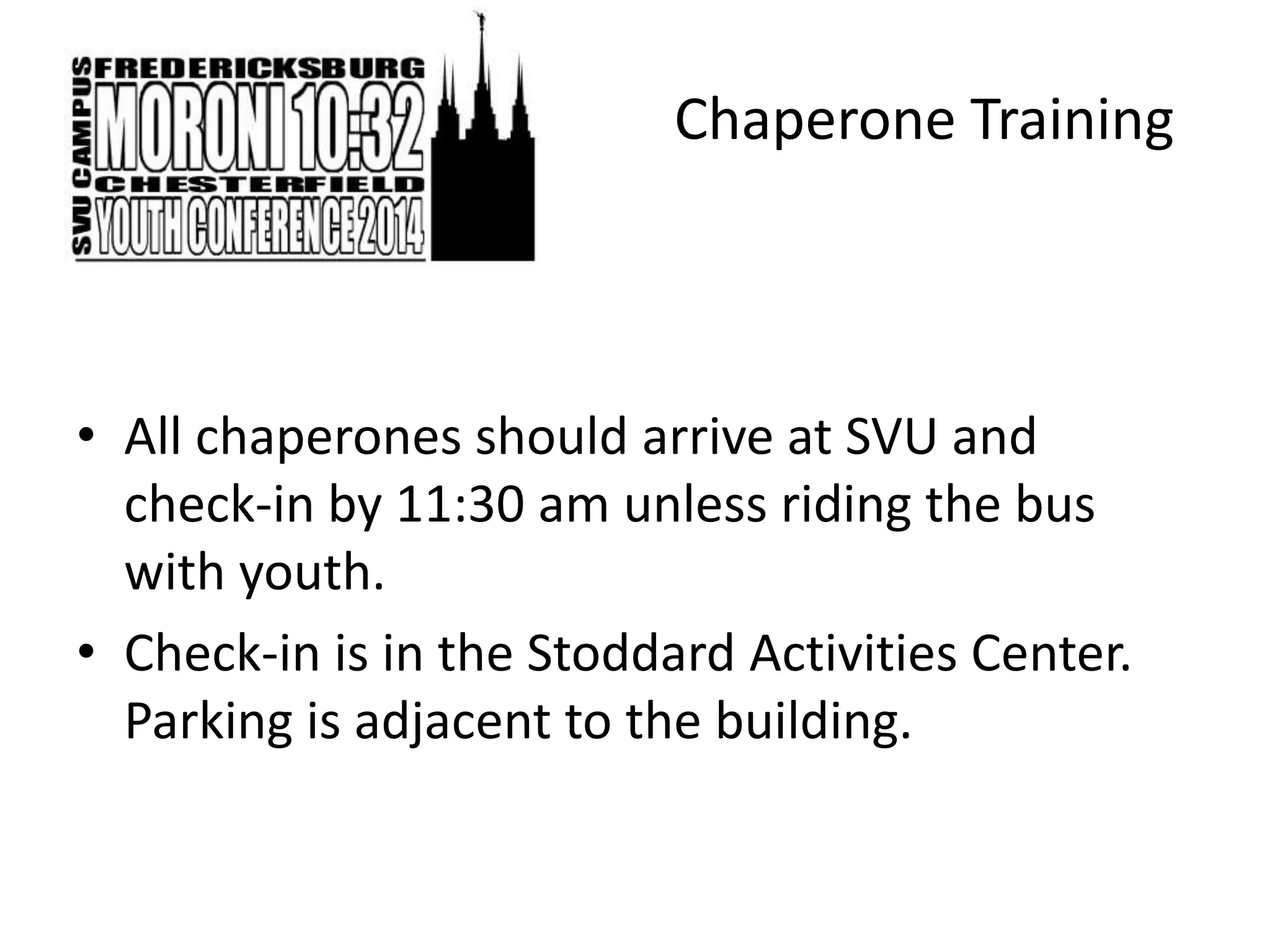 Youth Conference Chaperone Training | PPT