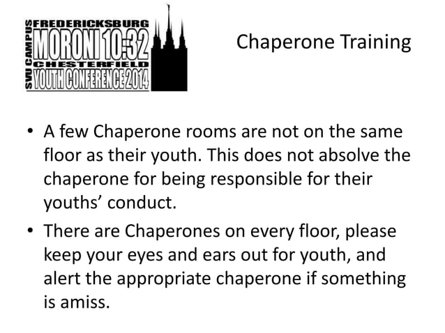 Youth Conference Chaperone Training | PPT | Free Download
