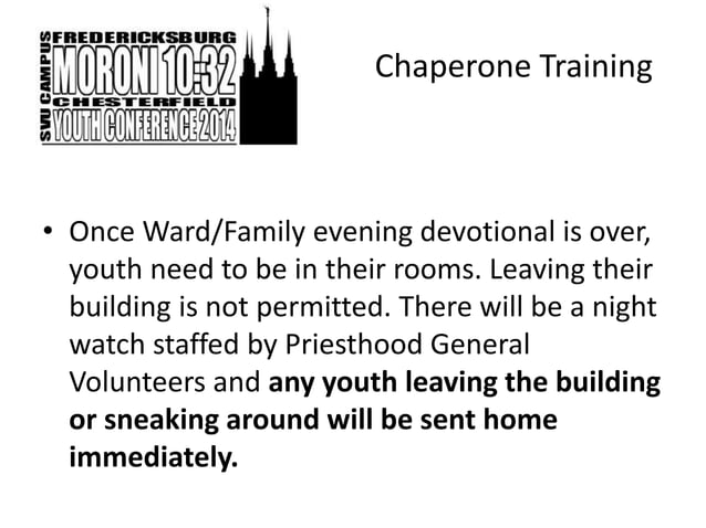 Youth Conference Chaperone Training | PPT | Free Download