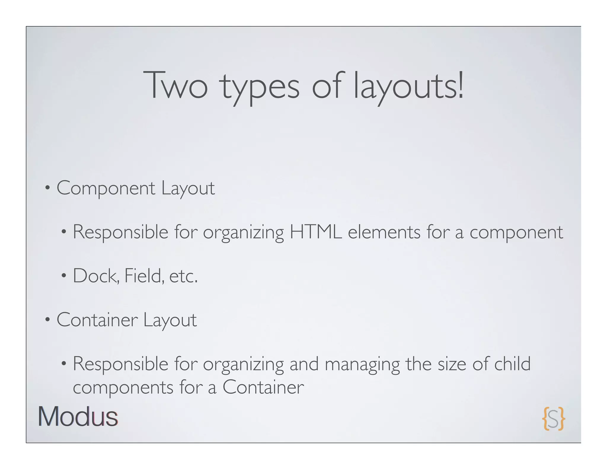 Ext JS 4.0 components and layouts | PPT