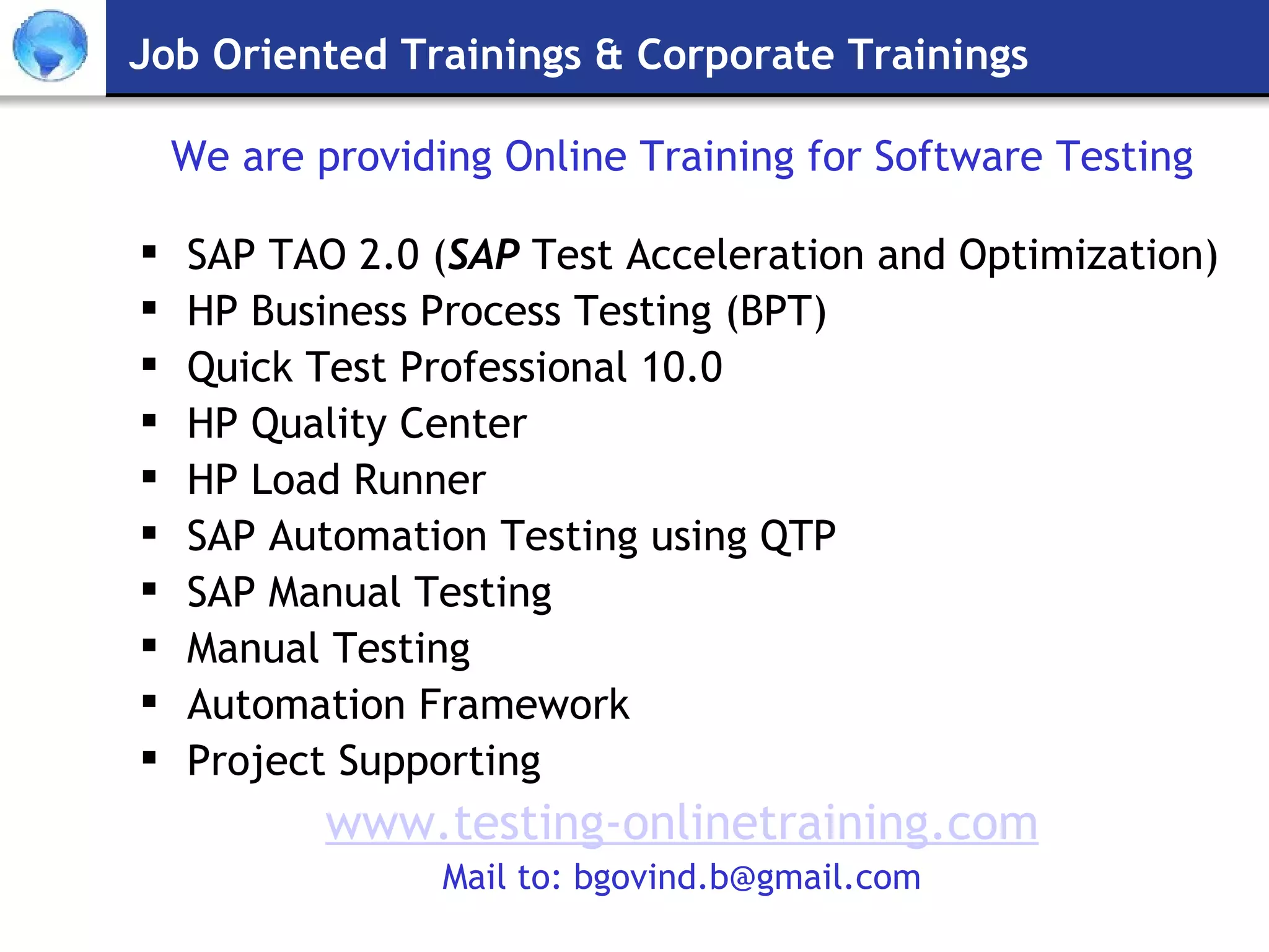 Sap Tao And Automation Testing From Online Ppt