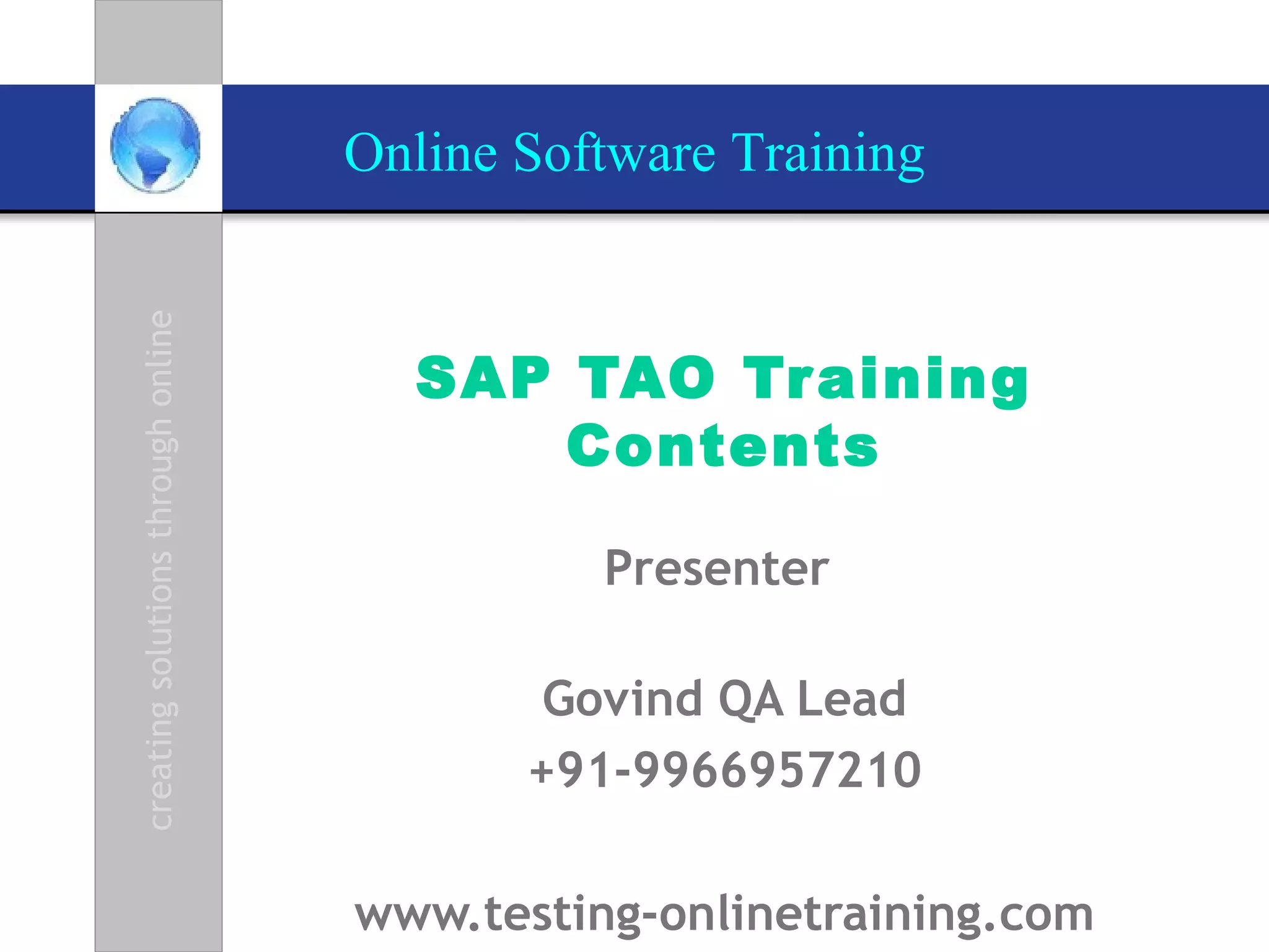 SAP TAO and Automation testing from Online | PPT