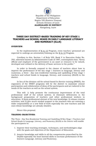 Training Design on the Conduct of Training Orientation on Early ...