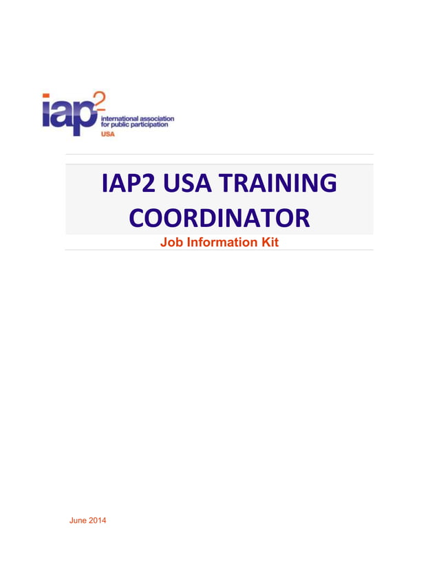 IAP2 USA Training coordinator job posting | PDF