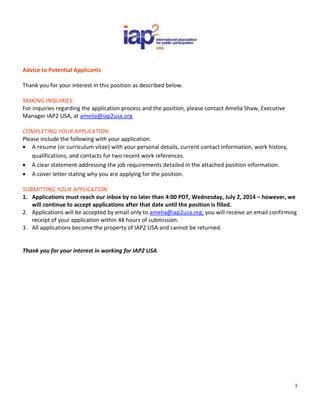 IAP2 USA Training coordinator job posting | DOCX