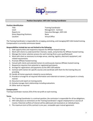 IAP2 USA Training coordinator job posting | DOCX