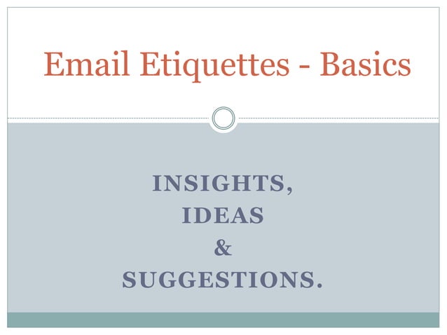 Email Etiquette - Basics | PPTX | Email | Internet