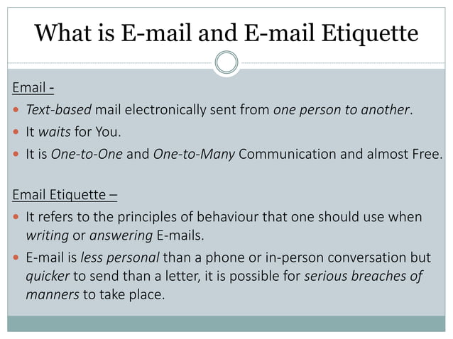 Email Etiquette - Basics | PPTX | Email | Internet